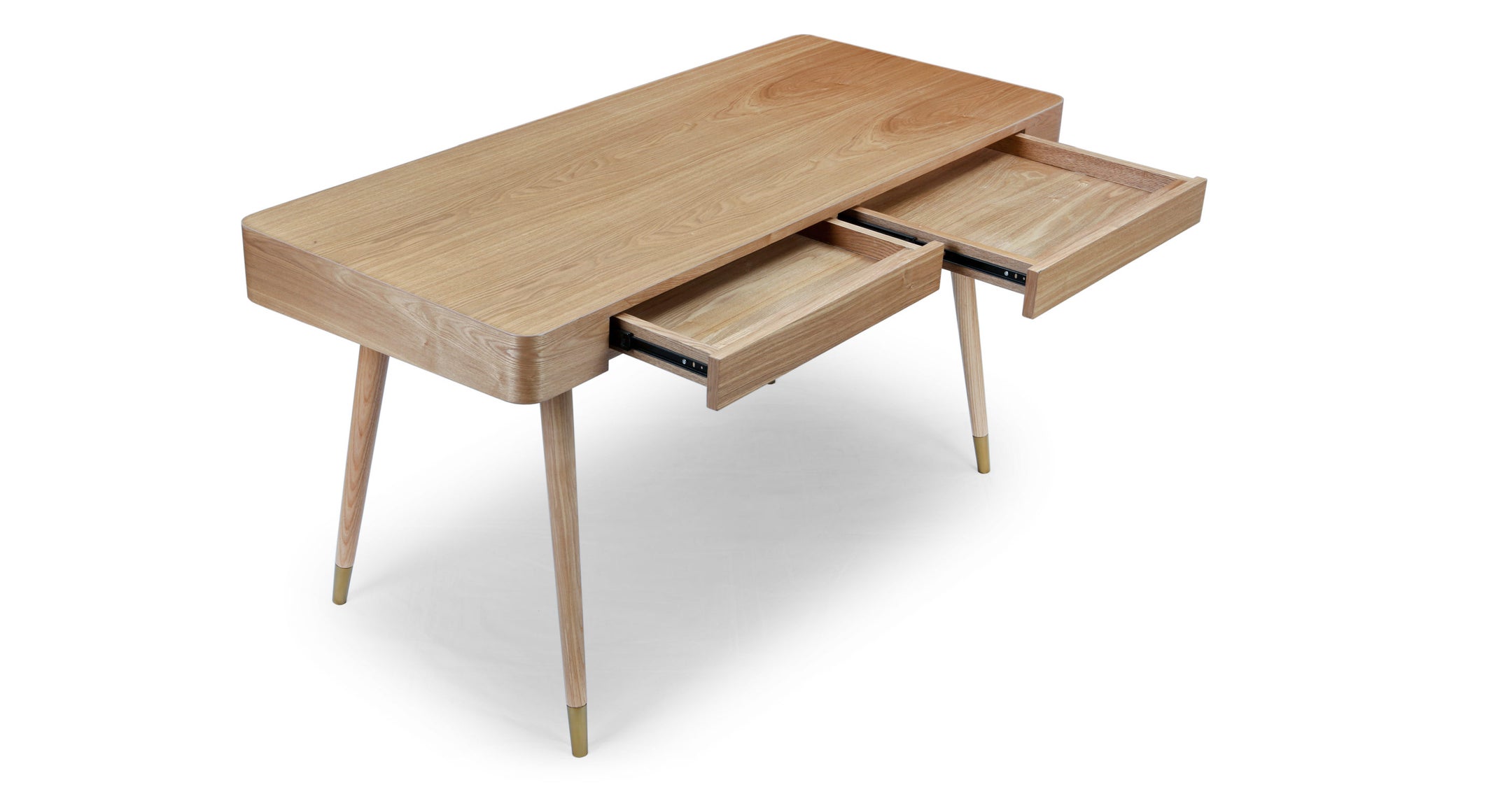 Escritorio de diseño - Madera natural veteada y metal dorado - NV ...