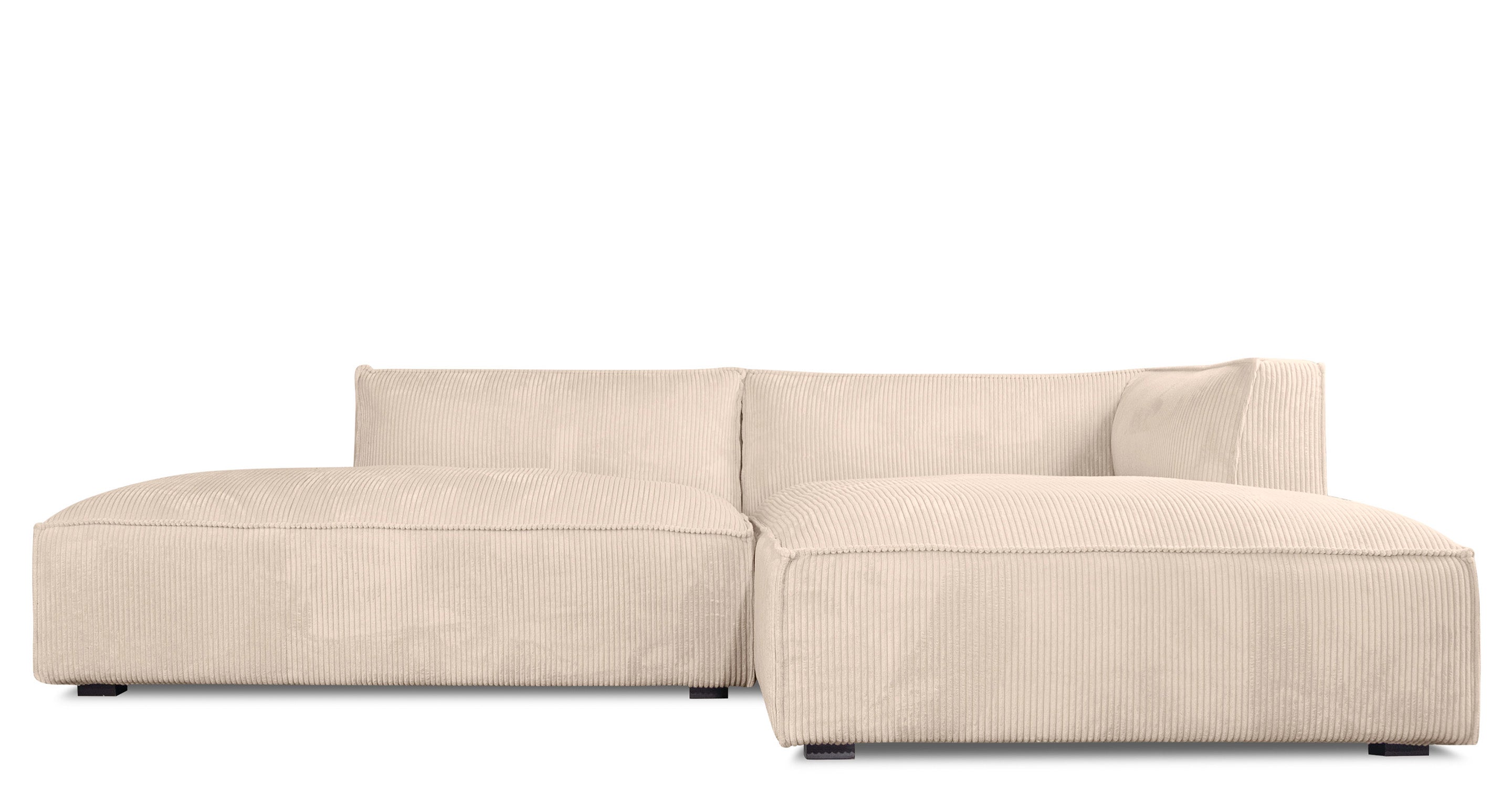 Canapé d'angle droit AUSTER velours côtelé chocolat blanc - NV Gallery