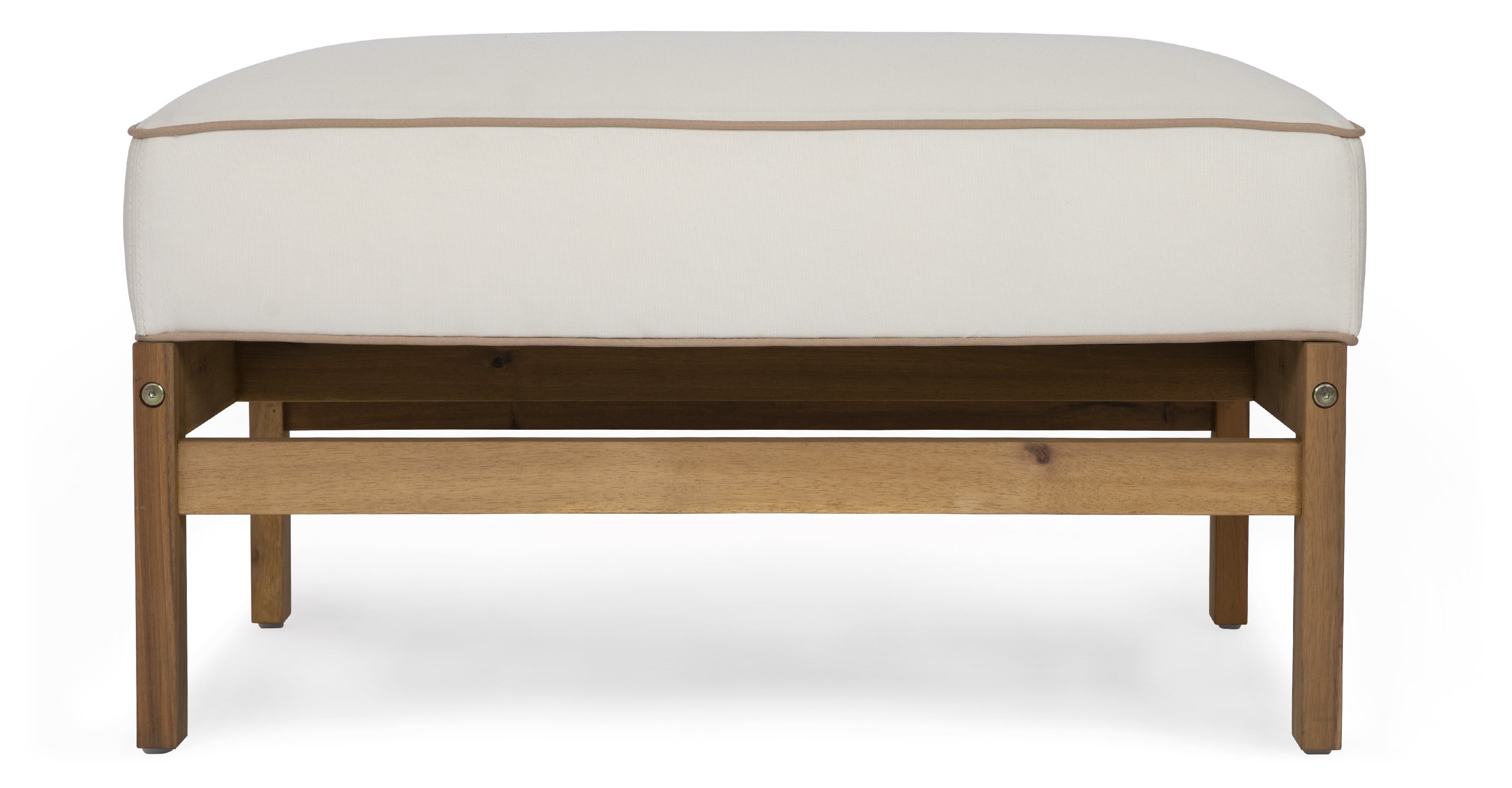 Pouf modulable outdoor BAYSIDE blanc crème waterproof & bois d'acacia ...