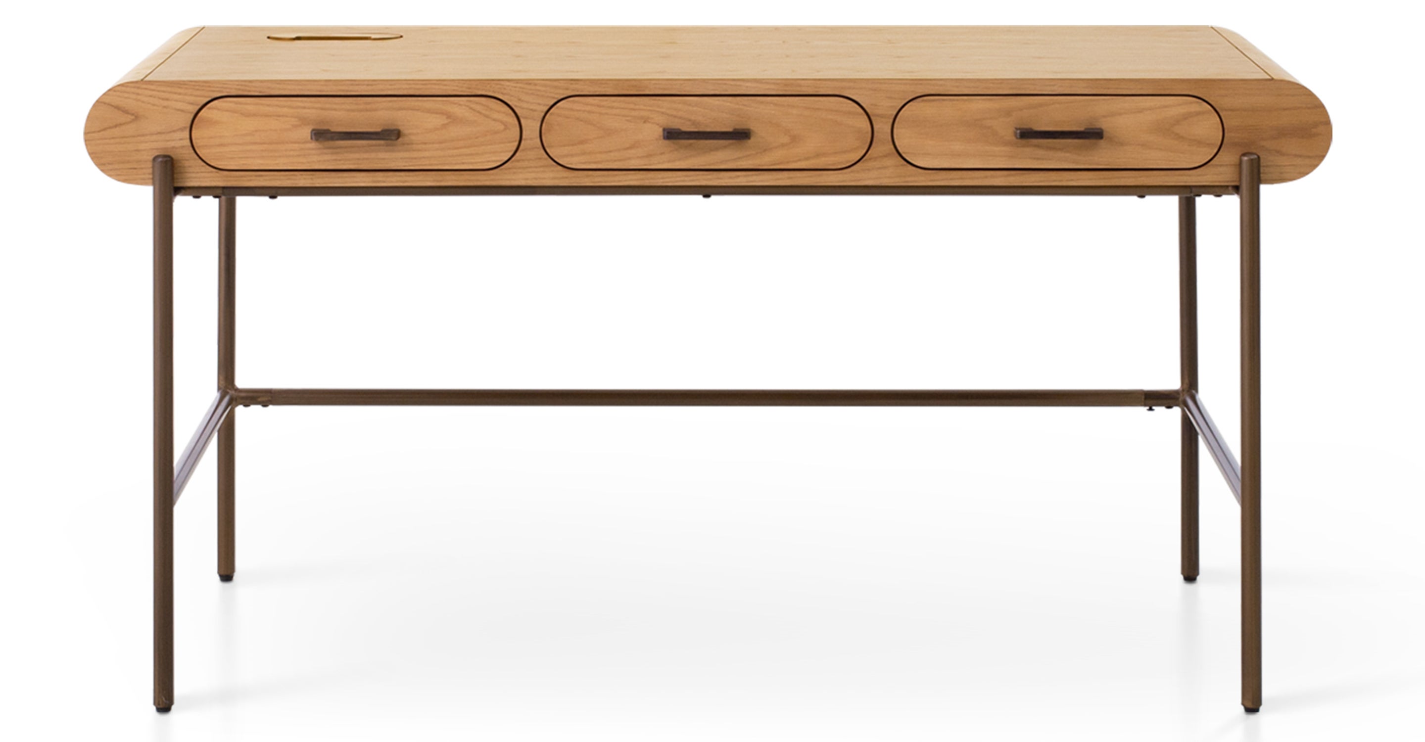 Bureau DRYSDALE bois blond & métal chocolat brossé - NV Gallery